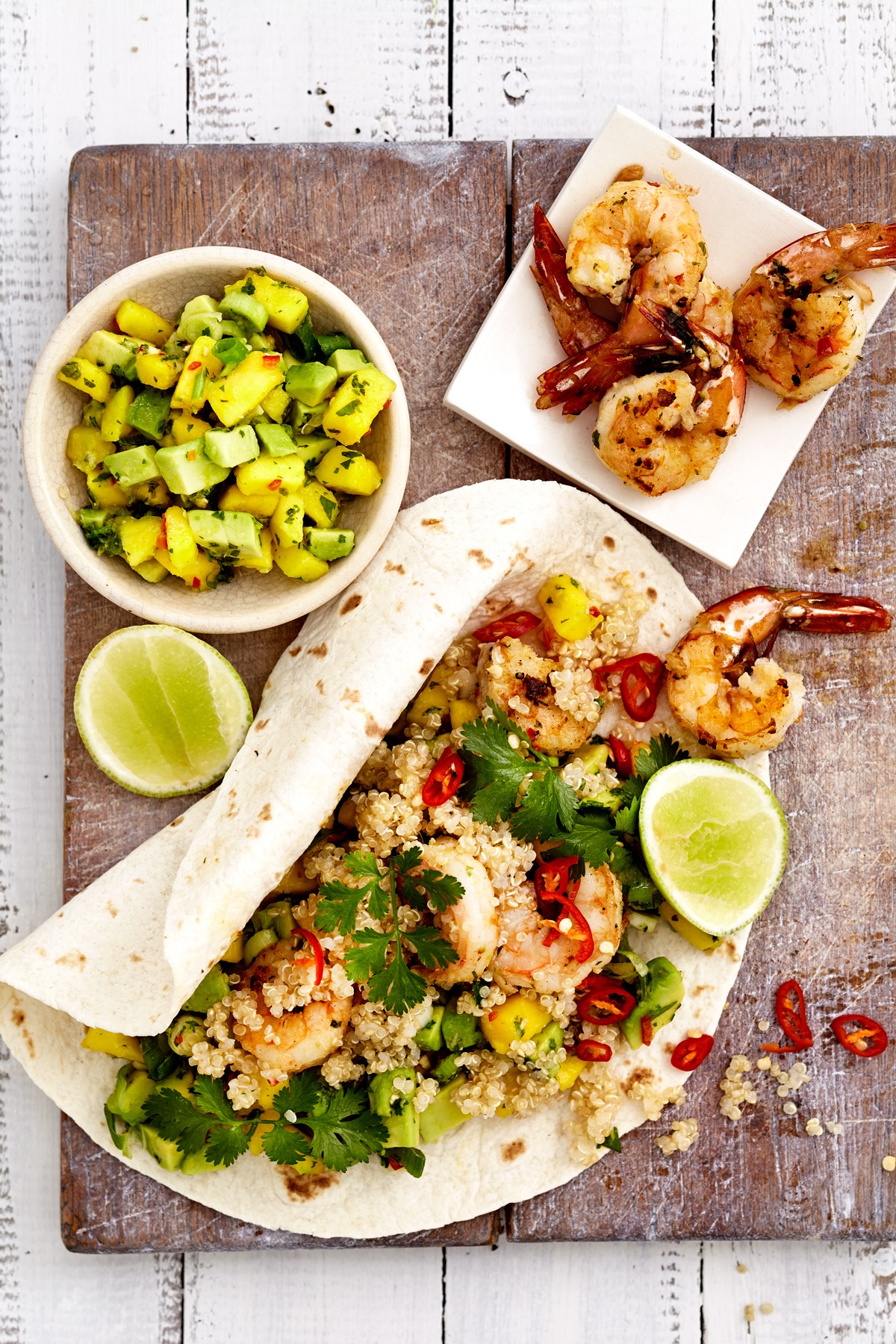 PRAWN & QUINOA WRAPS WITH MANGO & AVOCADO SALSA - NOMU