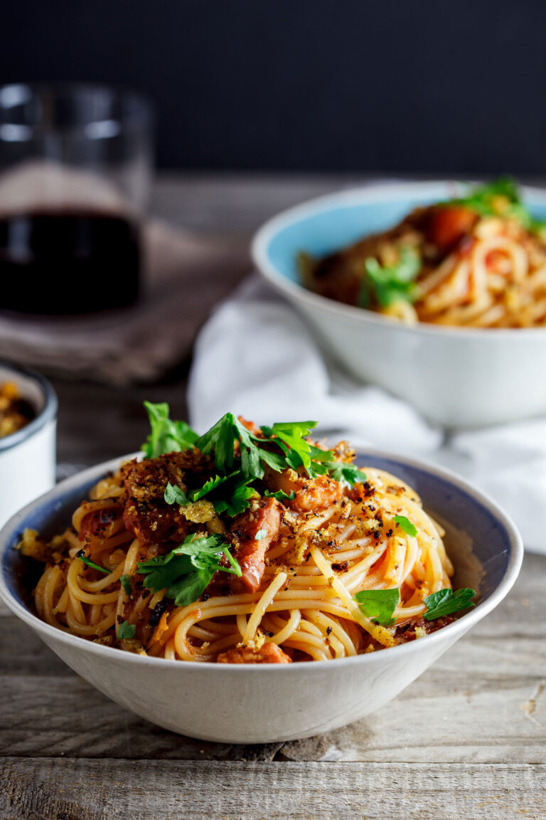 Spaghetti With Bacon, Chilli & Pangrattato - NOMU