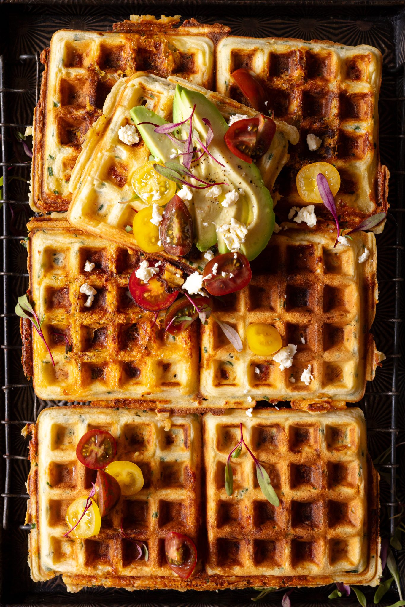 Cheese & chive savoury waffles - NOMU